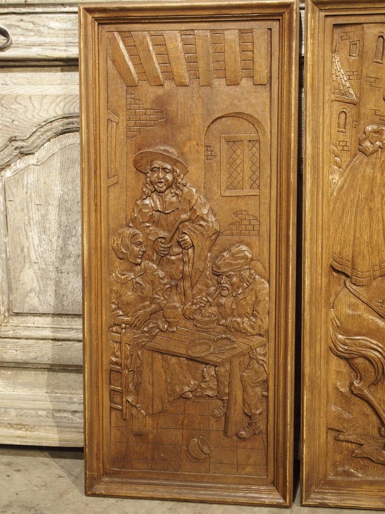 Set of Three Bas Relief Carved Belgian Panels, circa 1930 at 1stDibs