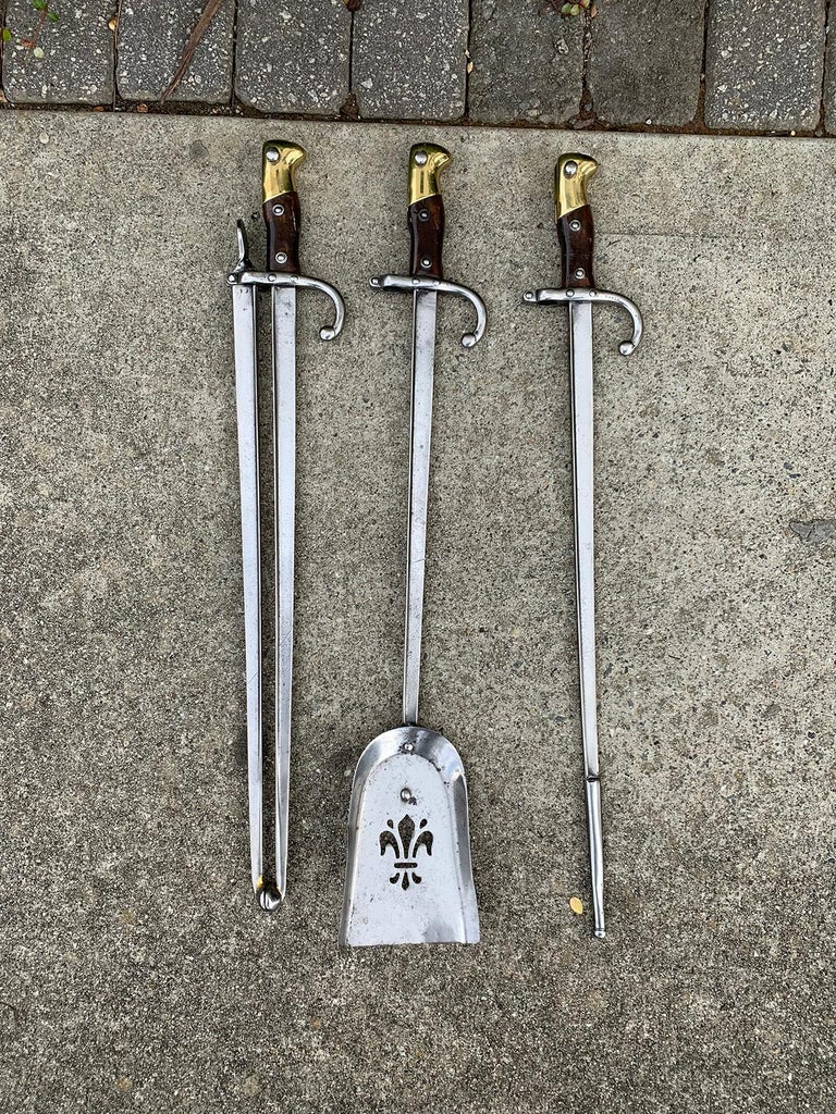 Set of Three Bayonet-Form Fire Tools with Wooden Handles For Sale at ...