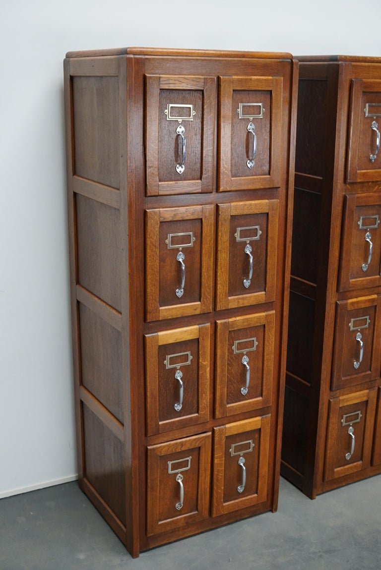 Set of Three Belgium Oak Filing Cabinets / Bank of Drawers, circa 1950s ...