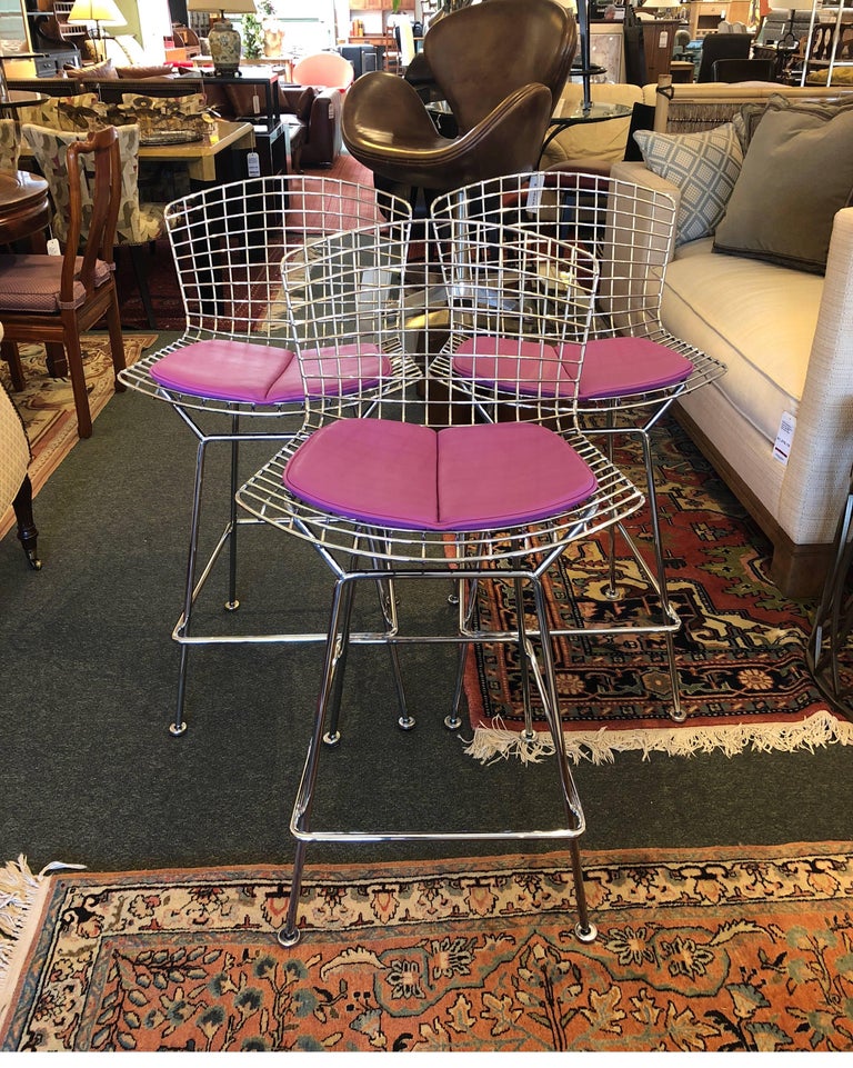 Set of Three Bertoia Counter Height Bar Stools by Knoll For Sale at 1stDibs