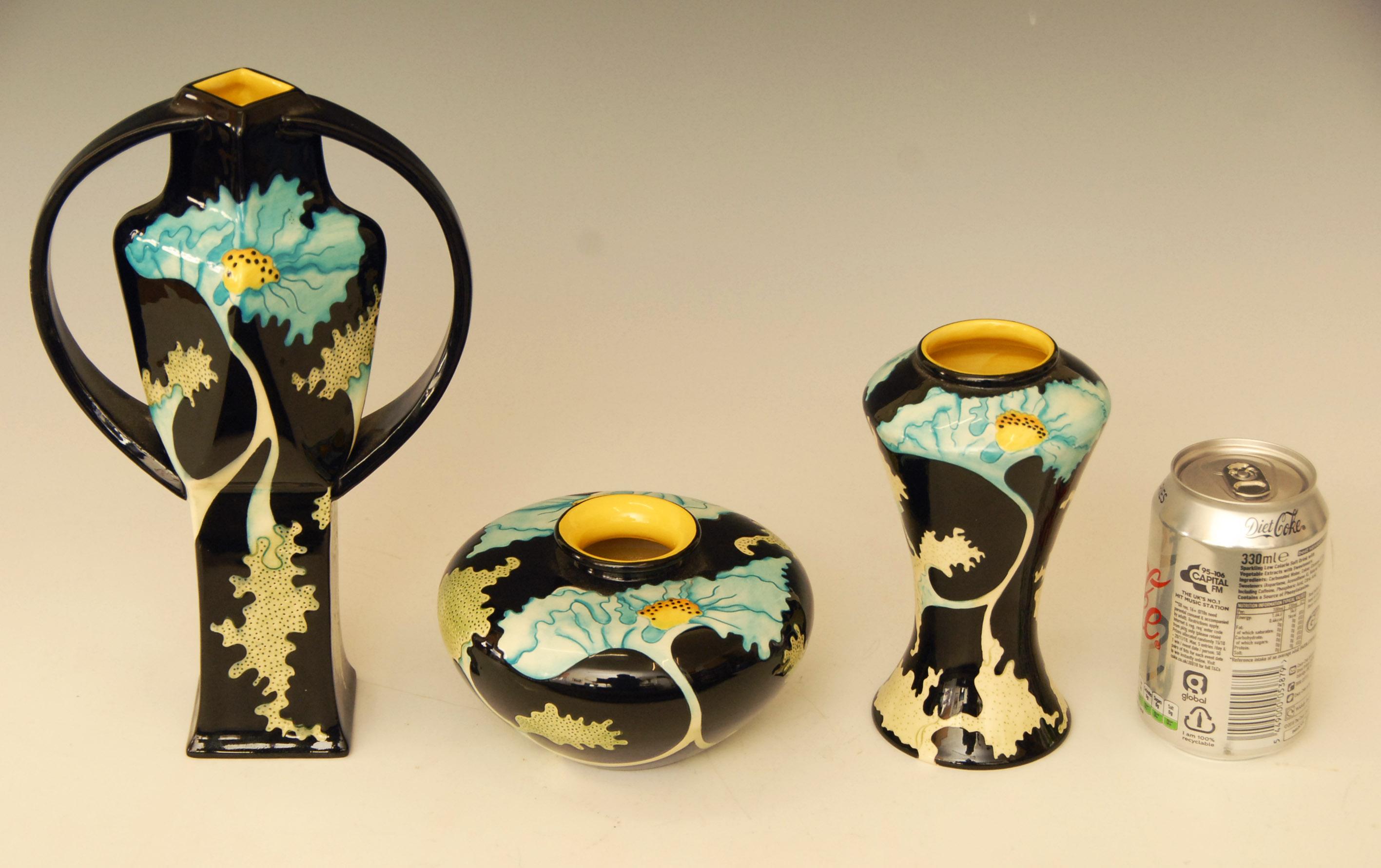 Set of Three Black Ryden 'Moorcroft' Vases For Sale at 1stDibs | black ...