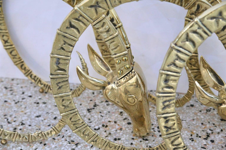 Set of Three Brass Ibex Figures at 1stDibs