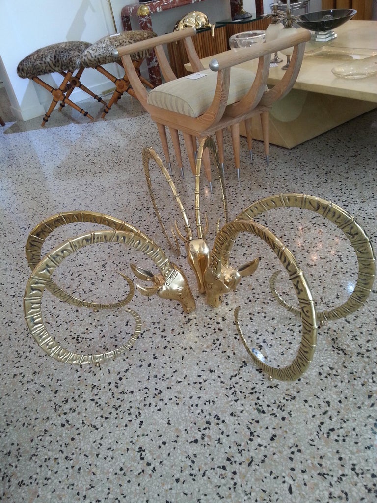 Set of Three Brass Ibex Figures at 1stDibs