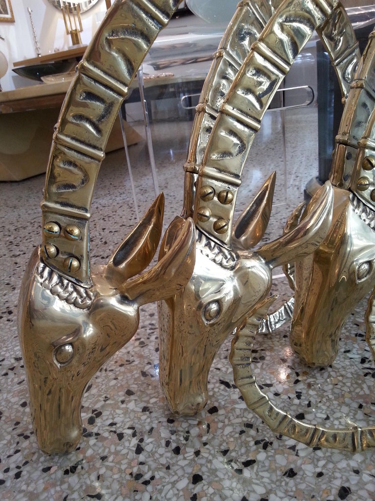Set of Three Brass Ibex Figures at 1stDibs