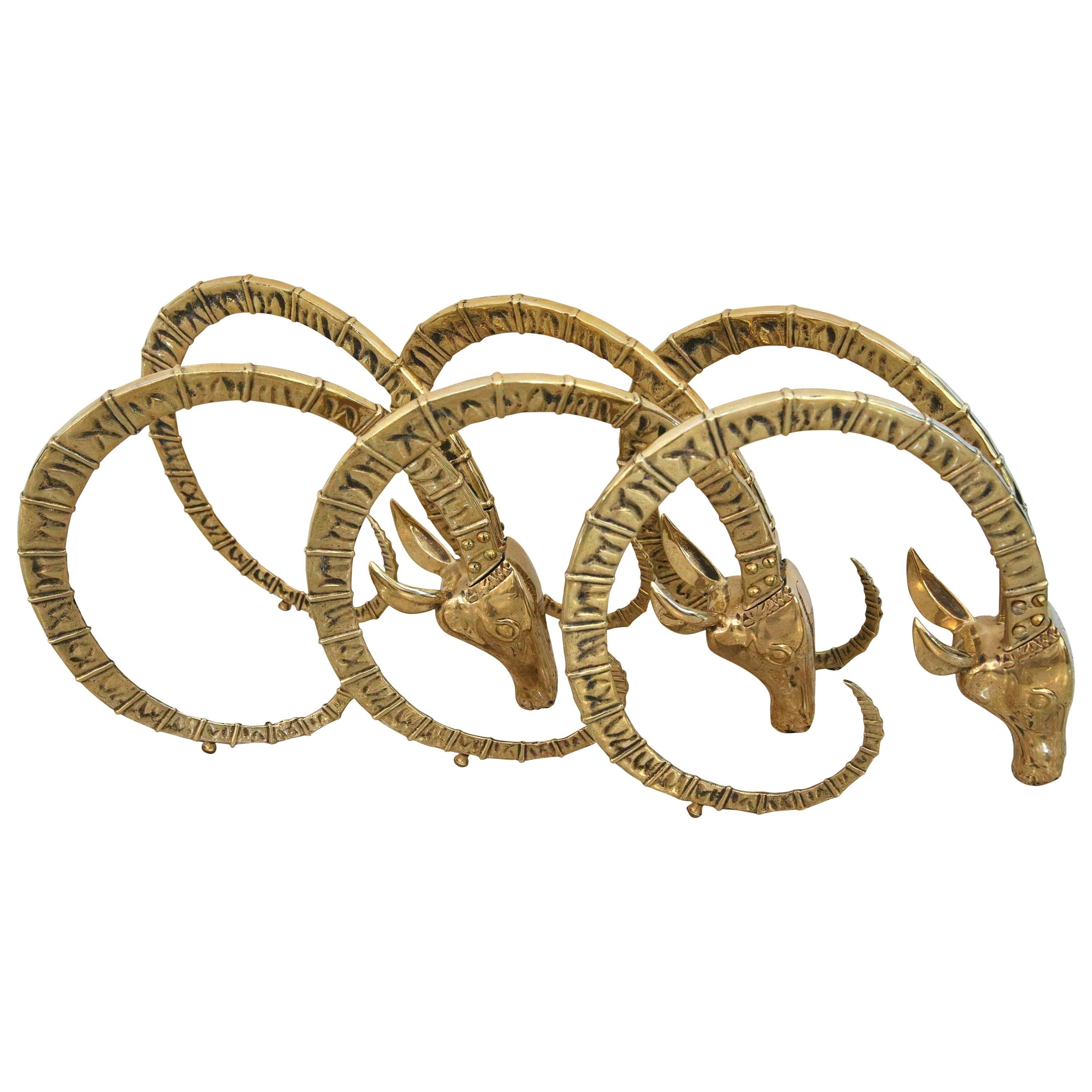 Set of Three Brass Ibex Figures at 1stDibs