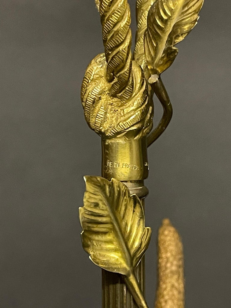 Set of Three Bronze "Cattails" Light Fixtures by Maison Charles, France ...