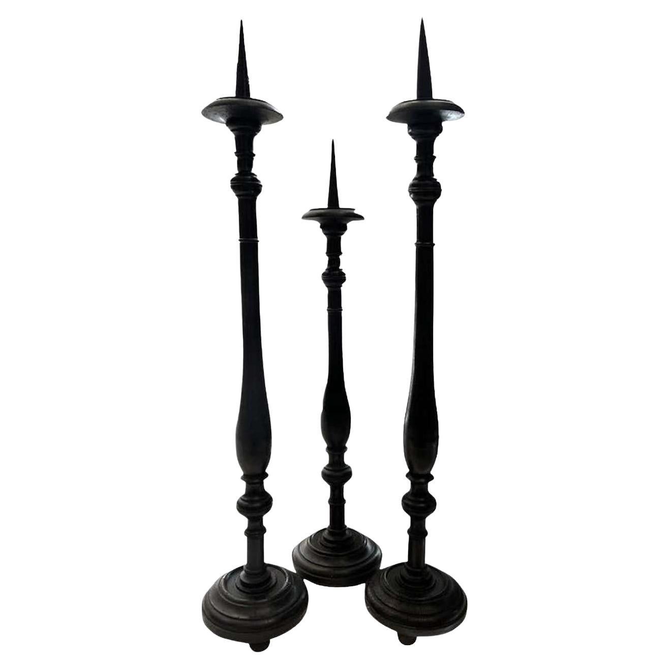 Set of Three Candlesticks, 19th Century, Napoleon III For Sale at 1stDibs