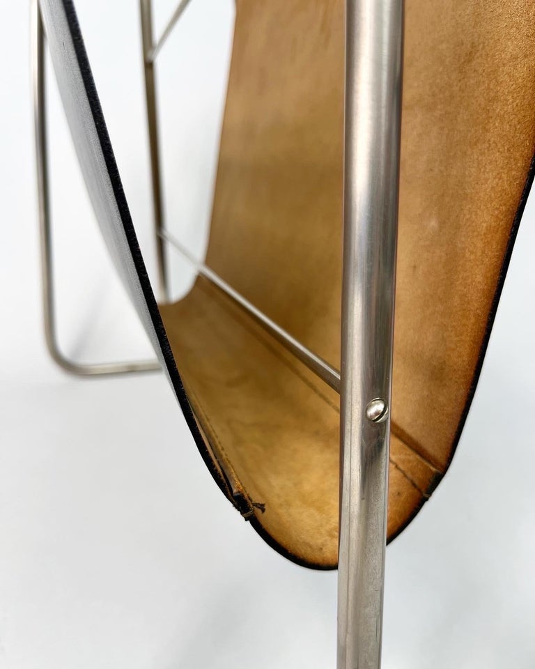 Set of Three Carl Auböck Magazine Racks Leather and Nickel Austria ...