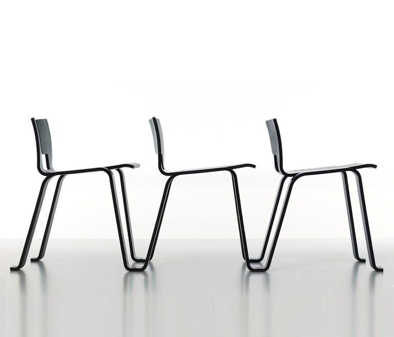 Set of Three Charlotte Perriand Ombra Tokyo Chair, Oak Stained Black by ...