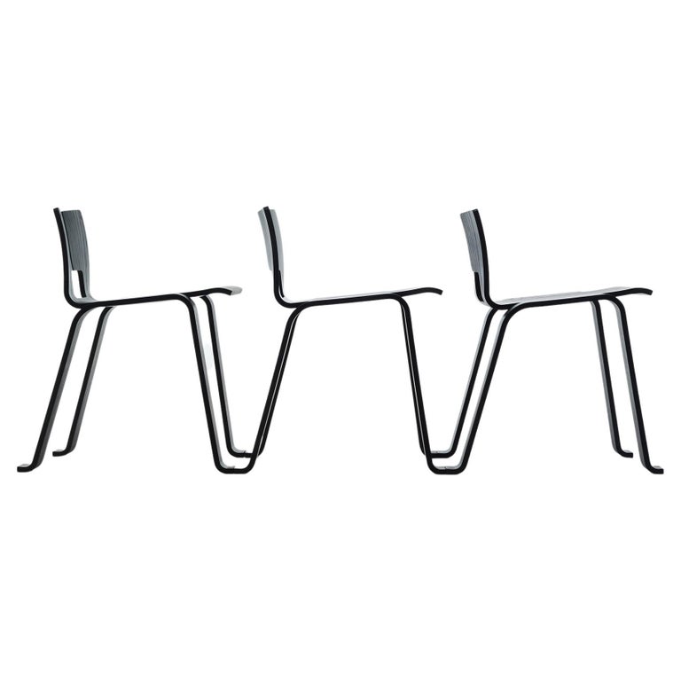 Set of Three Charlotte Perriand Ombra Tokyo Chair, Oak Stained Black by ...