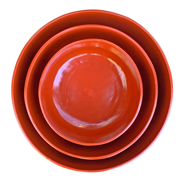 Set of Three Chinese Lacquerware Bowls For Sale at 1stDibs
