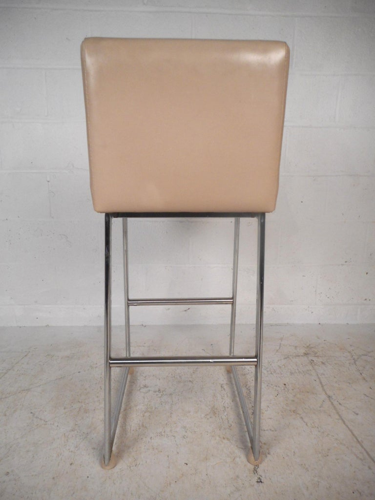 Set of Three Chrome and Vinyl Bar Stools For Sale at 1stDibs