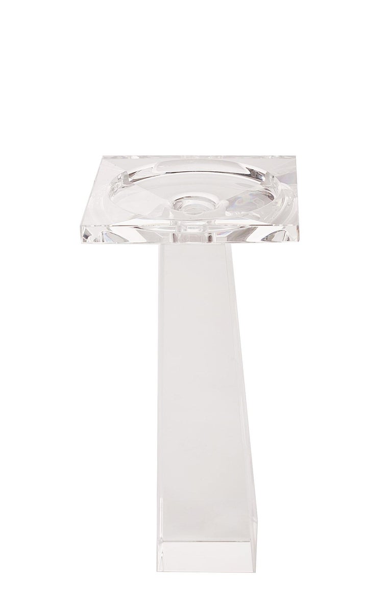 Set of Three Clear Crystal Tapered Candlesticks For Sale at 1stDibs