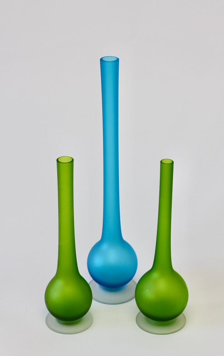 Set of Three Colorful Carlo Moretti Italian Satinato Murano Glass ...