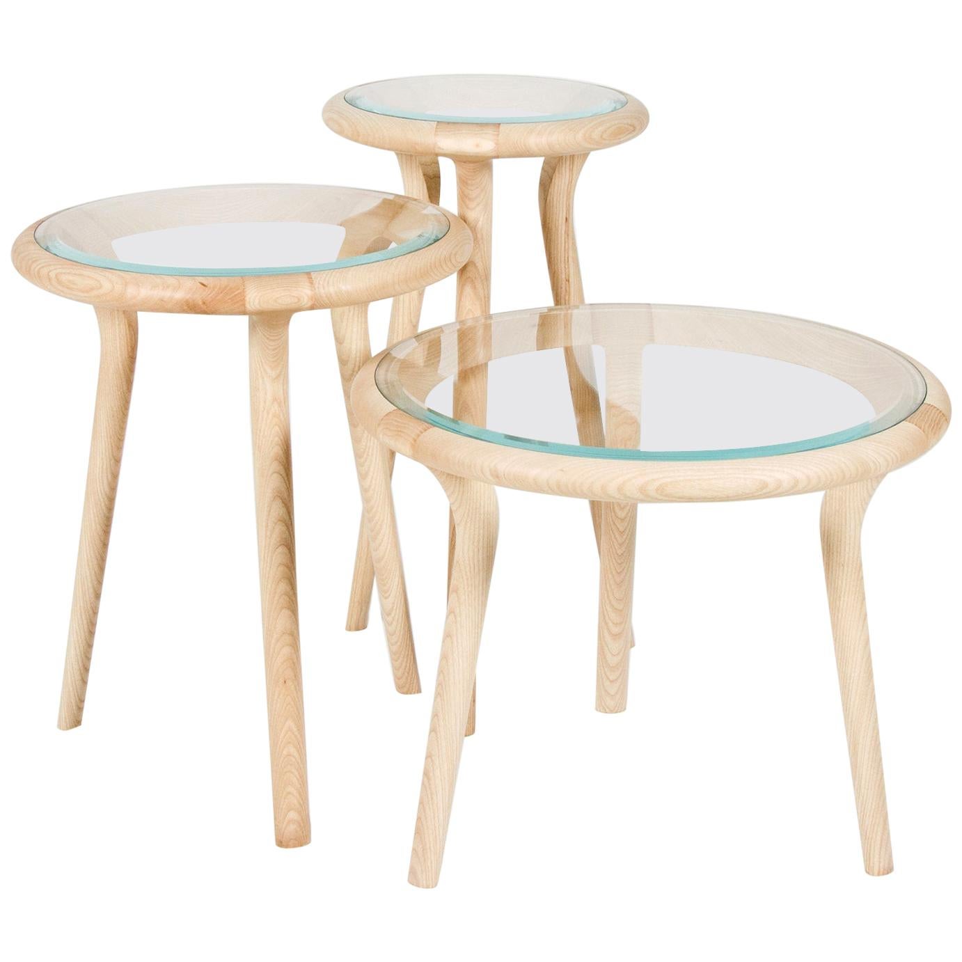 Bias Side Table, Faceted Walnut Drink Table, Contemporary Accent For ...