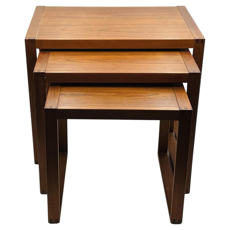 Set of Three Danish Modern Teak Nesting Tables by Vi-Ma Mobler For Sale ...