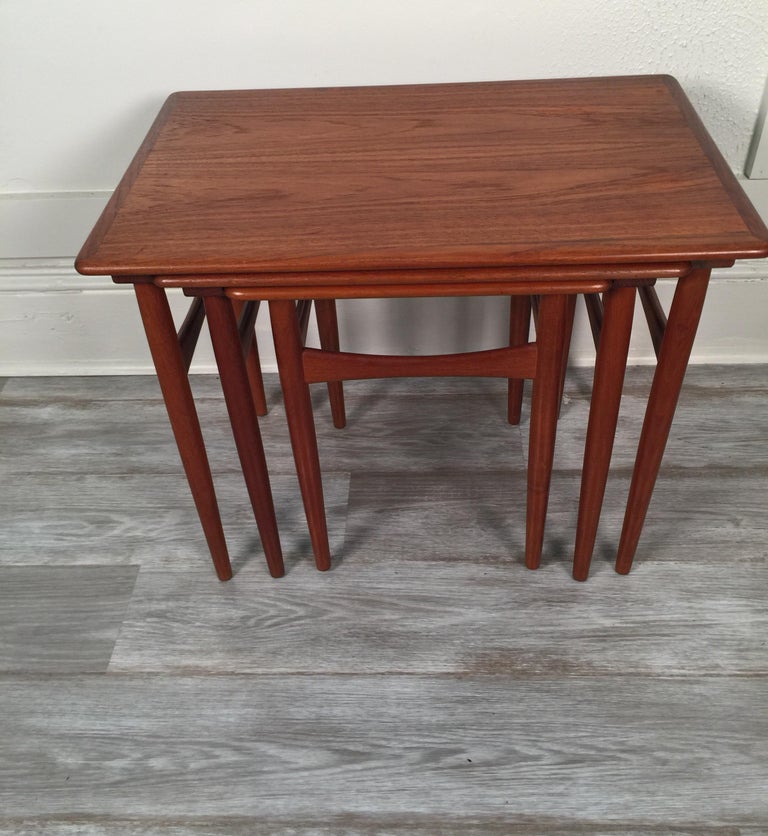 Set of Three Danish Teak Nesting Tables For Sale at 1stDibs