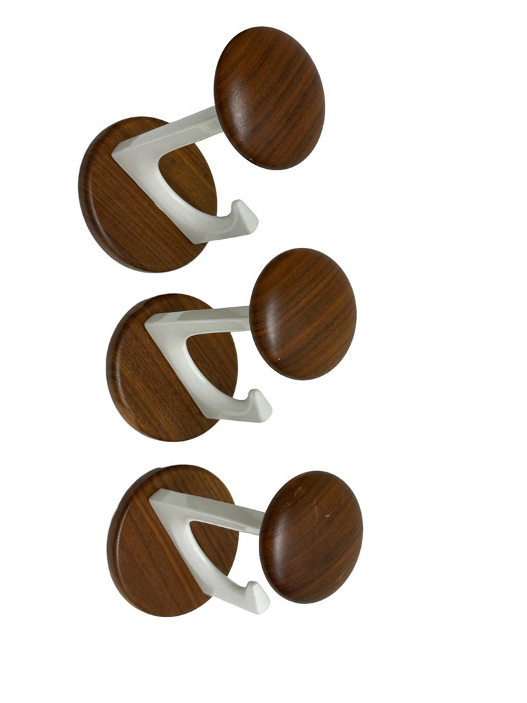 Set of Three Double Hook Wardrobe, Coat Rack, Brackets, German 1970s ...