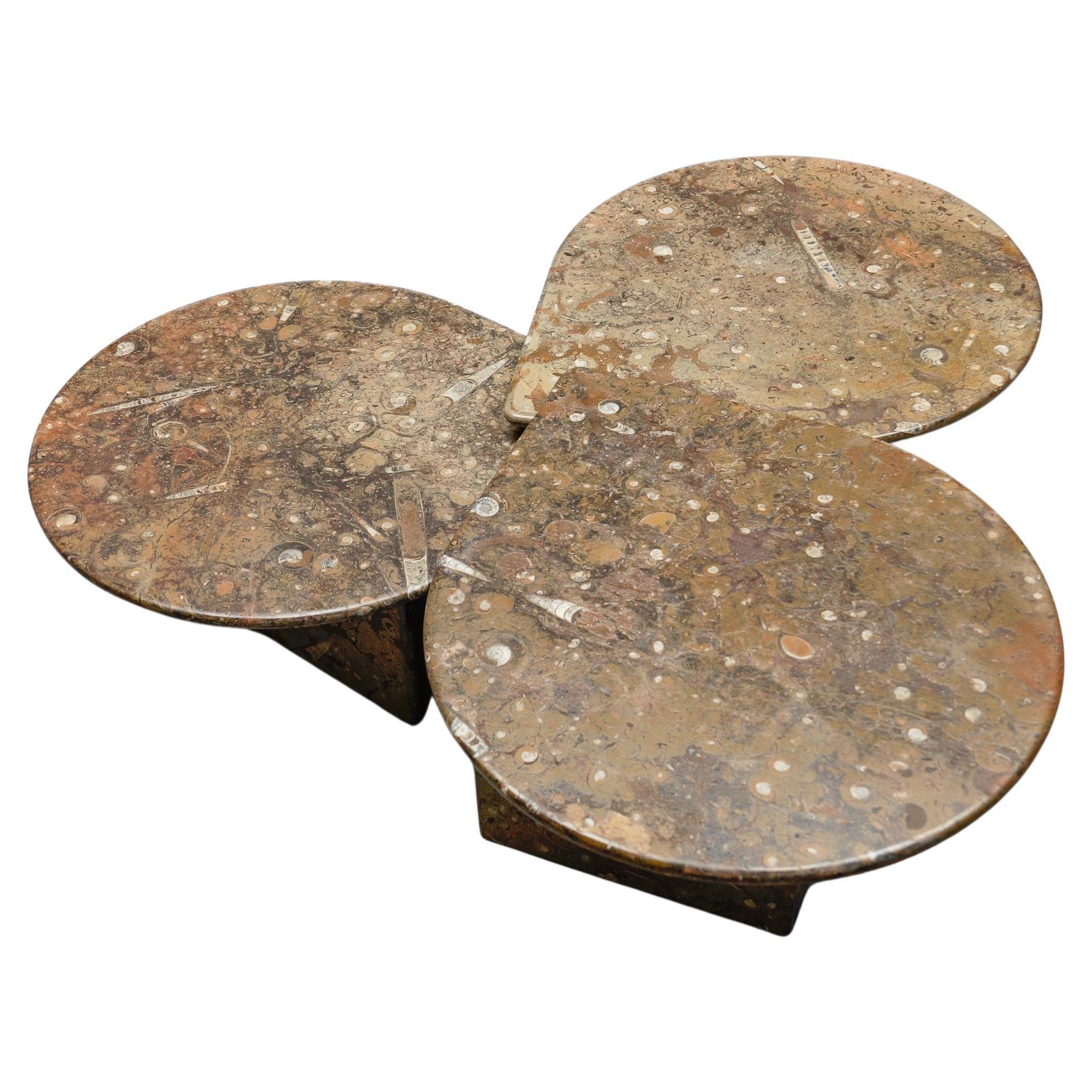 Set of three Drop Coffee Tables in Fossil Stone, Italy, 1960s For Sale ...