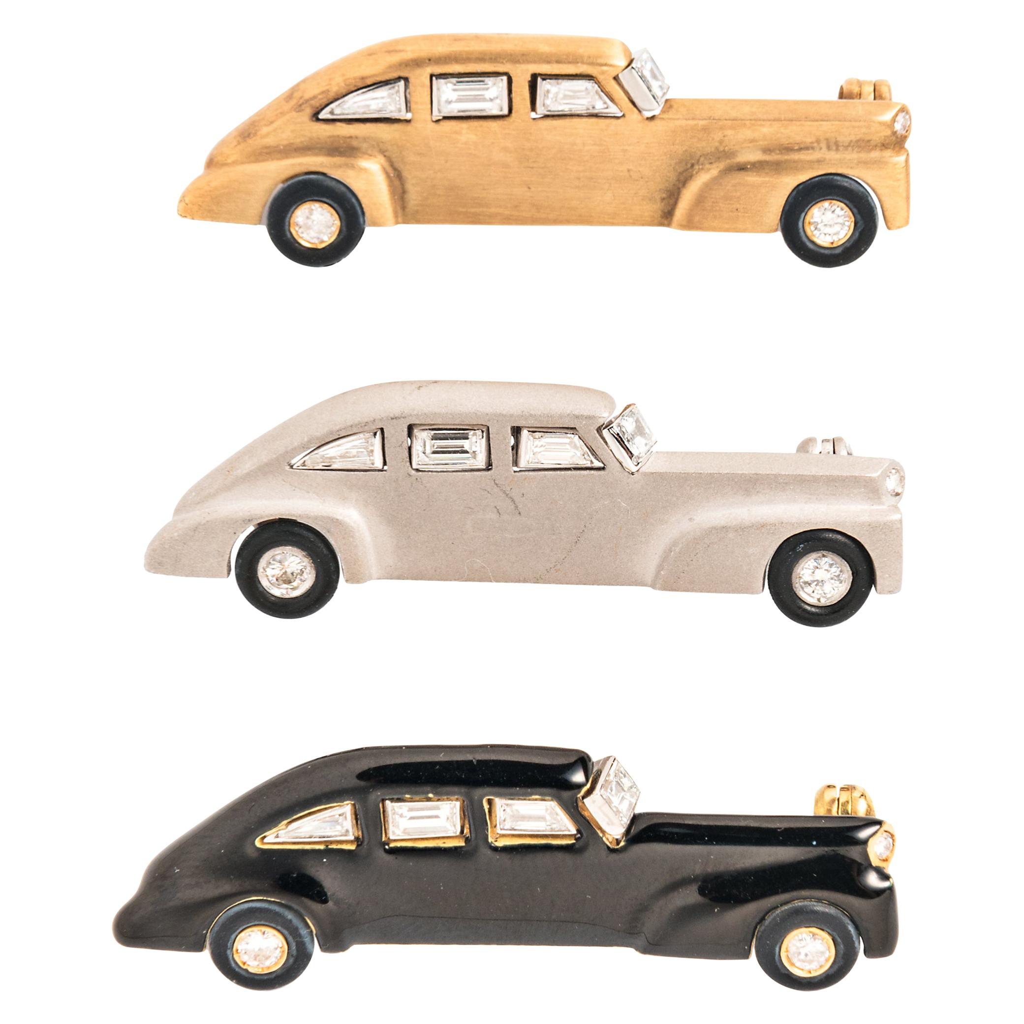 Antique Diamond and Emerald Car Brooch For Sale at 1stDibs