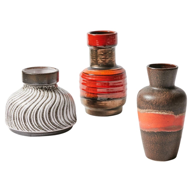 Set of Three Fat Lava Vases, West Germany 1960s at 1stDibs
