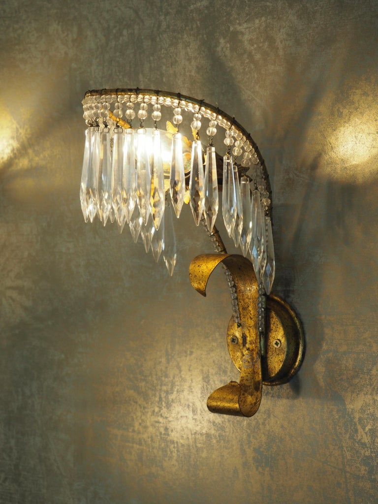 Set of Three Gilt Iron Beaded Italian Palm Tree Fixtures, circa 1970s ...