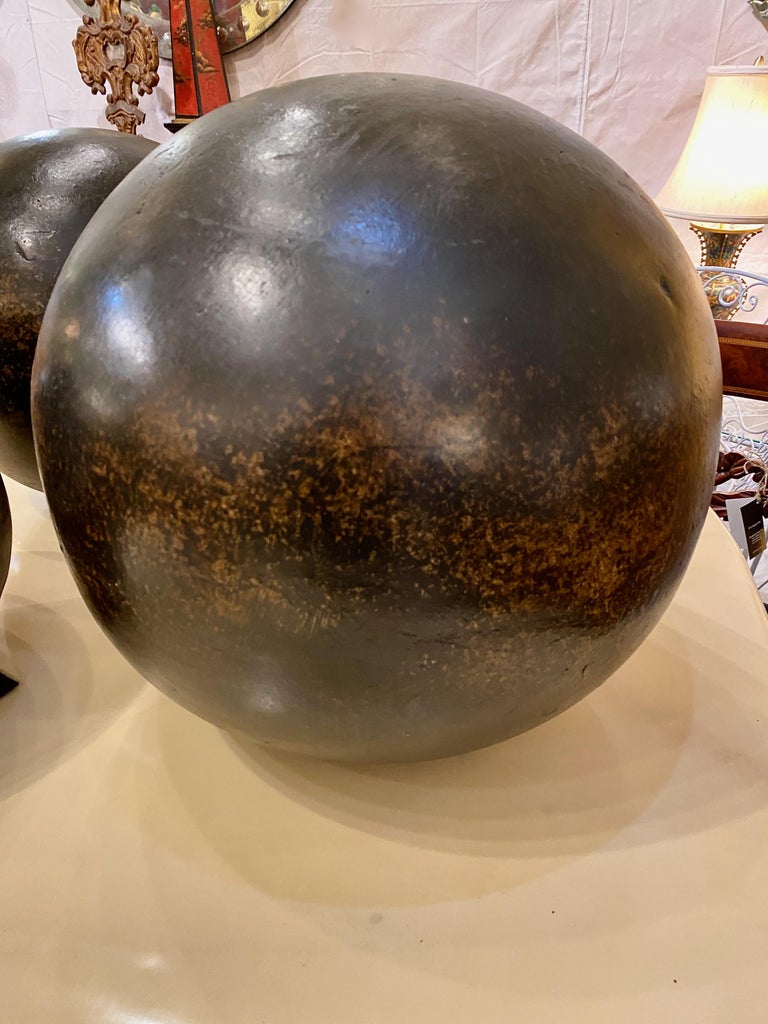 Set of Three Glazed Terra Cotta Garden Spheres, 19th Century For Sale ...