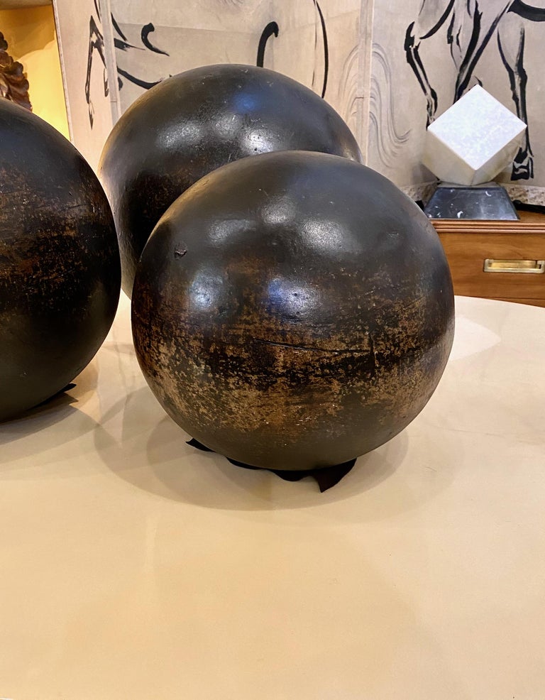 Set of Three Glazed Terra Cotta Garden Spheres, 19th Century For Sale ...