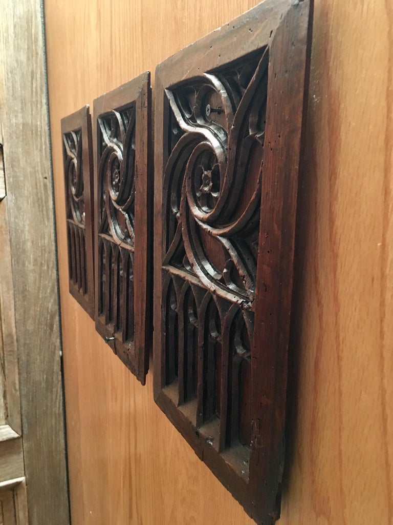 Set of Three Gothic Revival Panels For Sale at 1stDibs