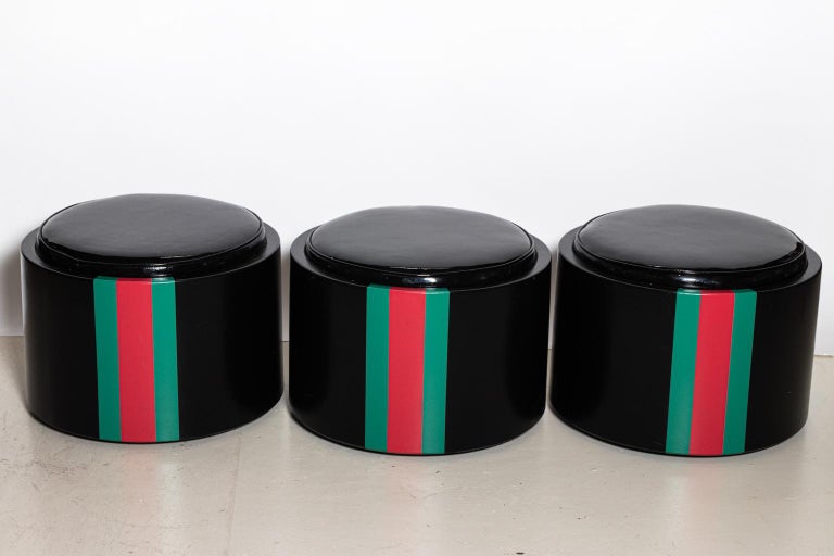Set of Three Gucci Style Vintage Ottomans at 1stDibs | gucci ottoman