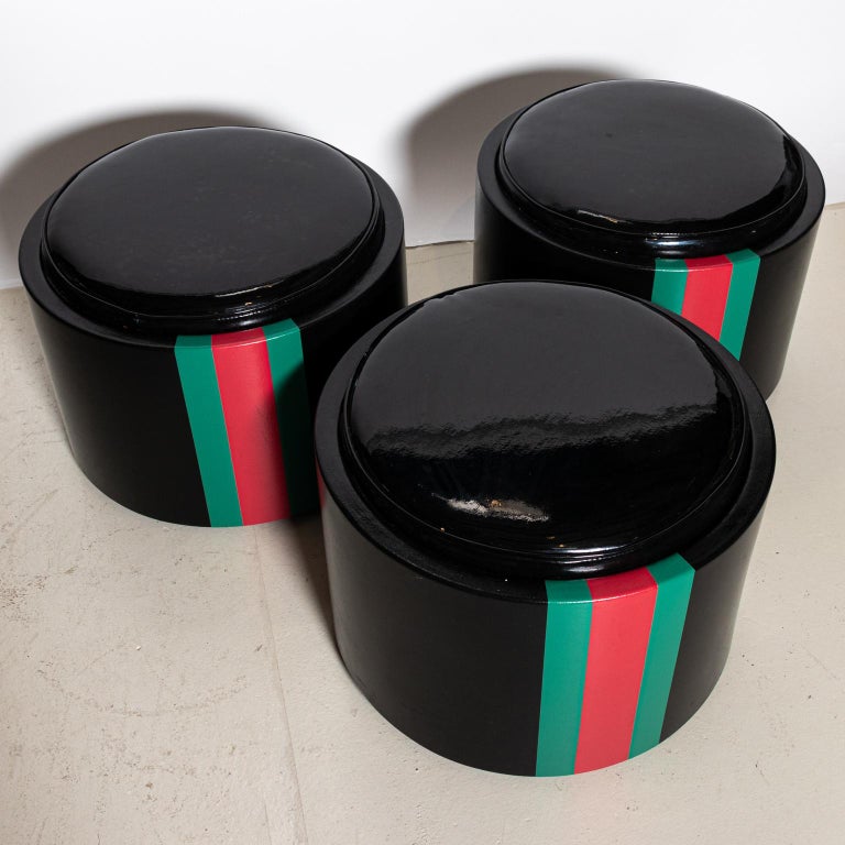Set of Three Gucci Style Vintage Ottomans at 1stDibs | gucci ottoman