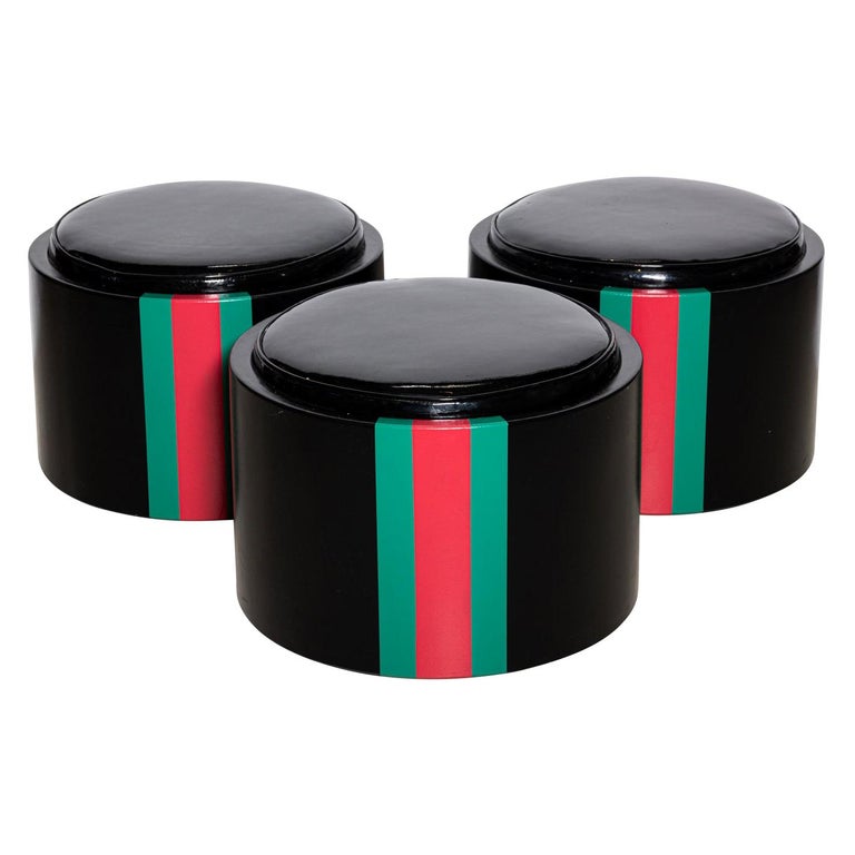Set of Three Gucci Style Vintage Ottomans at 1stDibs | gucci ottoman