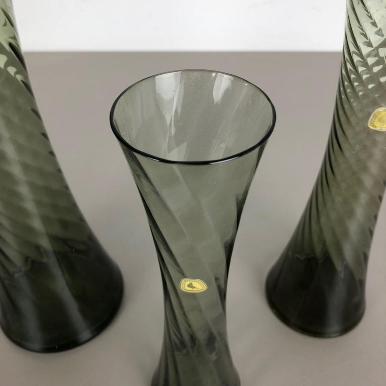 Set of Three Hand Blown Crystal Glass Vases Made by Alfred Taube ...