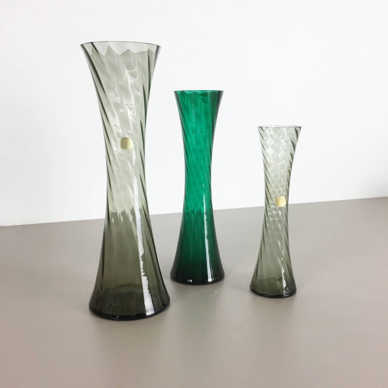 Set of Three Handblown Crystal Glass Vases Made by Alfred Taube ...