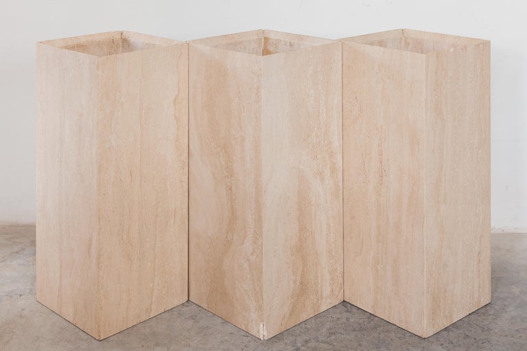 Set of Three Indoor Travertine Planters, Italy, 1970s at 1stDibs