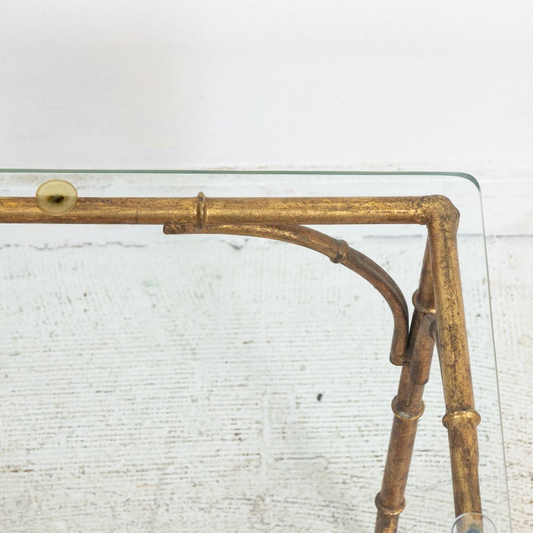 Set of Three Italian Gilt Faux Bamboo Low Tables For Sale at 1stDibs