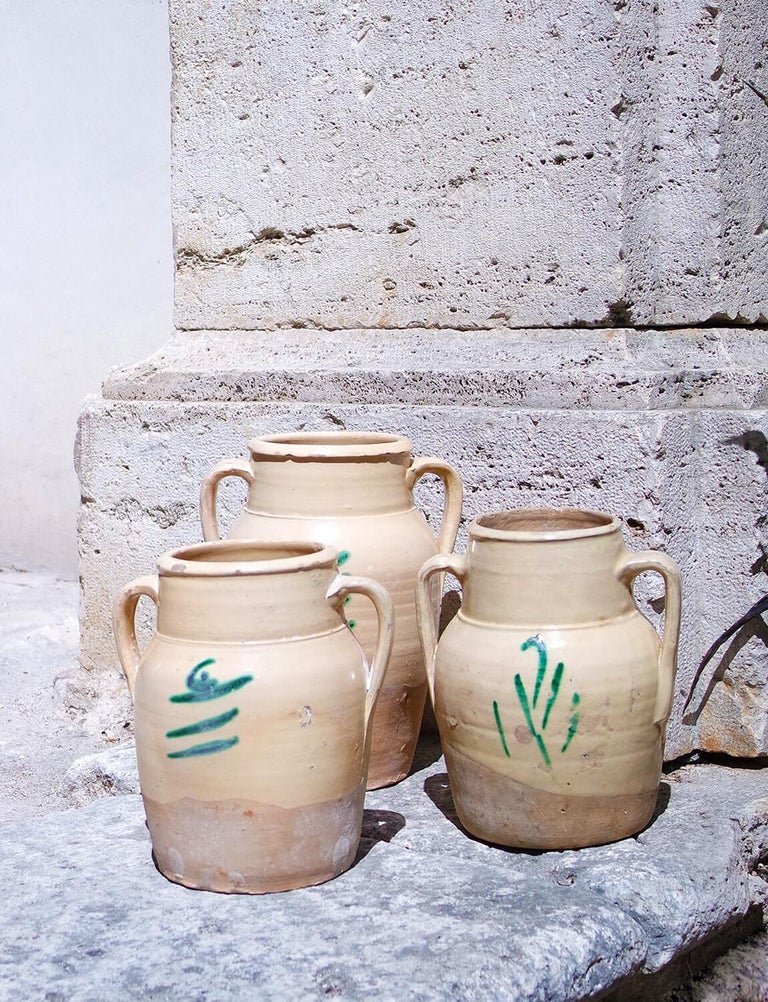 Set of Three Italian Tree of Life Pots Mid-1800s For Sale at 1stDibs