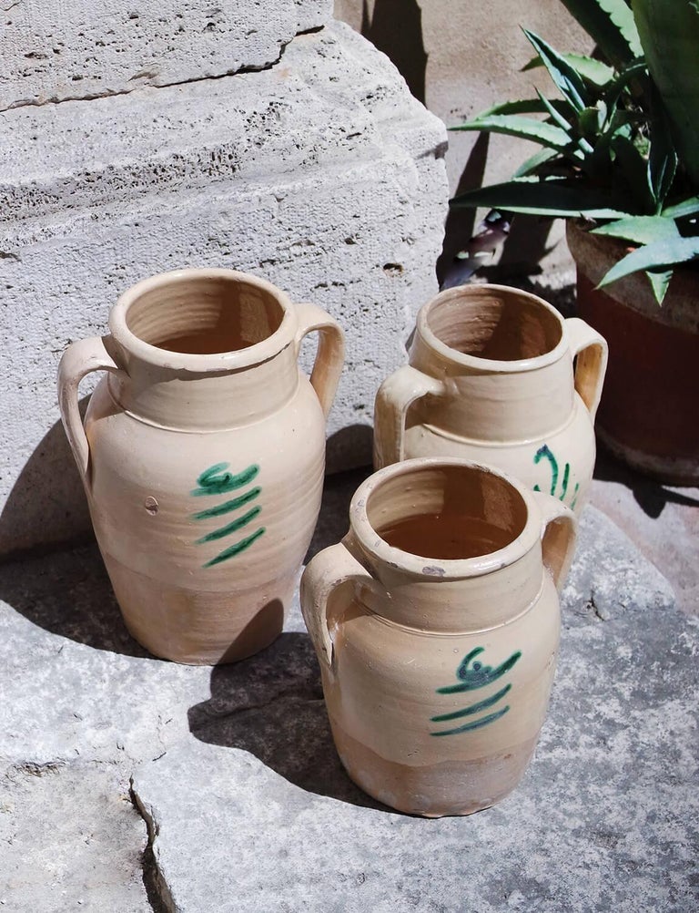 Set of Three Italian Tree of Life Pots Mid-1800s For Sale at 1stDibs