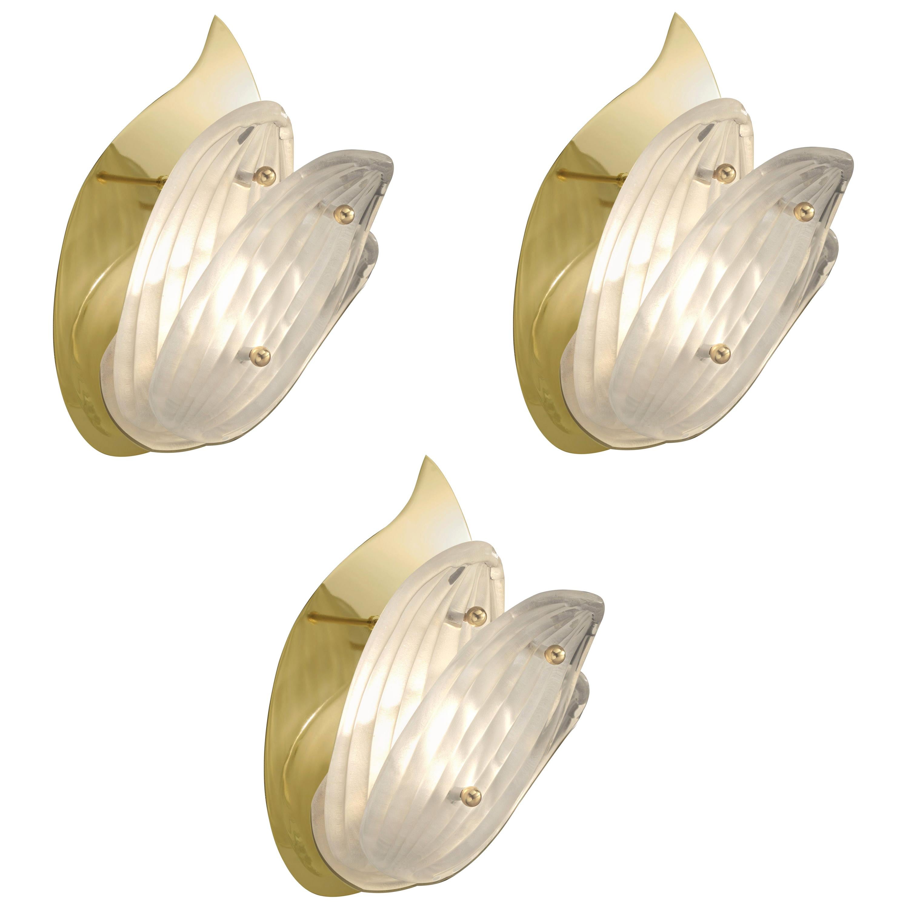 Three Wall Lamps Has Three Arms of Light, Crystal of Murano, Straws of ...