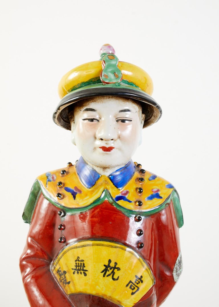 Set of Three Large Chinese Porcelain Qing Emperor Figures at 1stDibs