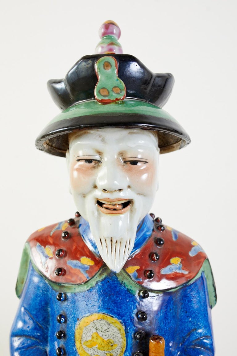 Set of Three Large Chinese Porcelain Qing Emperor Figures at 1stDibs