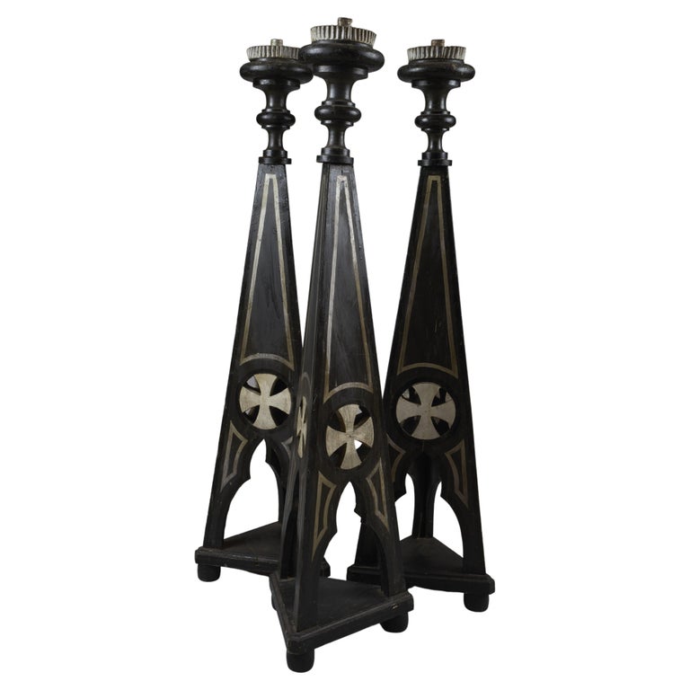 Set of three large Neo-Gothic chandeliersn with tripod legs, Sweden ...