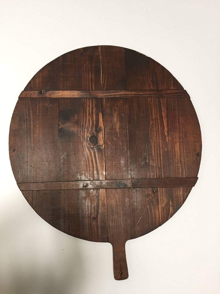 Set of Three Large Round Pine Cutting Boards with Handle at 1stDibs