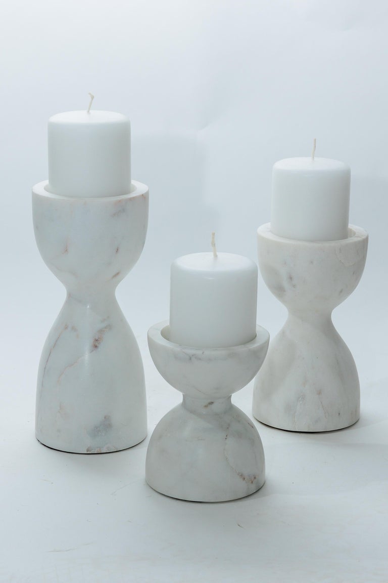 Set of Three Marble Candle Holders For Sale at 1stDibs