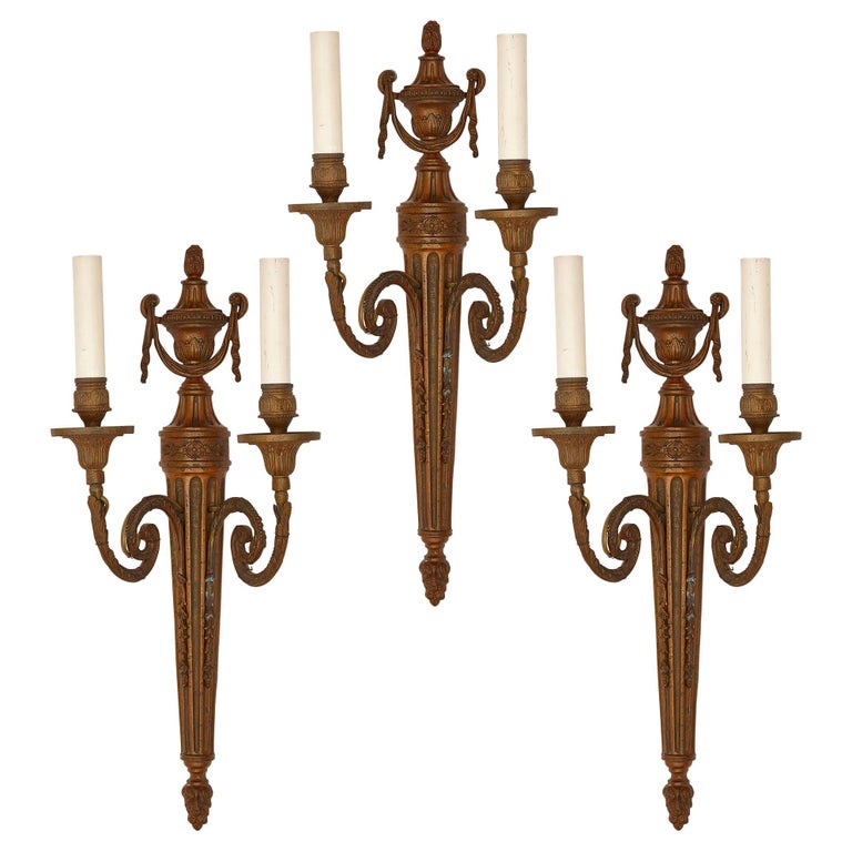 Set of Three Metal Sconces in the Neoclassical Style For Sale at 1stDibs