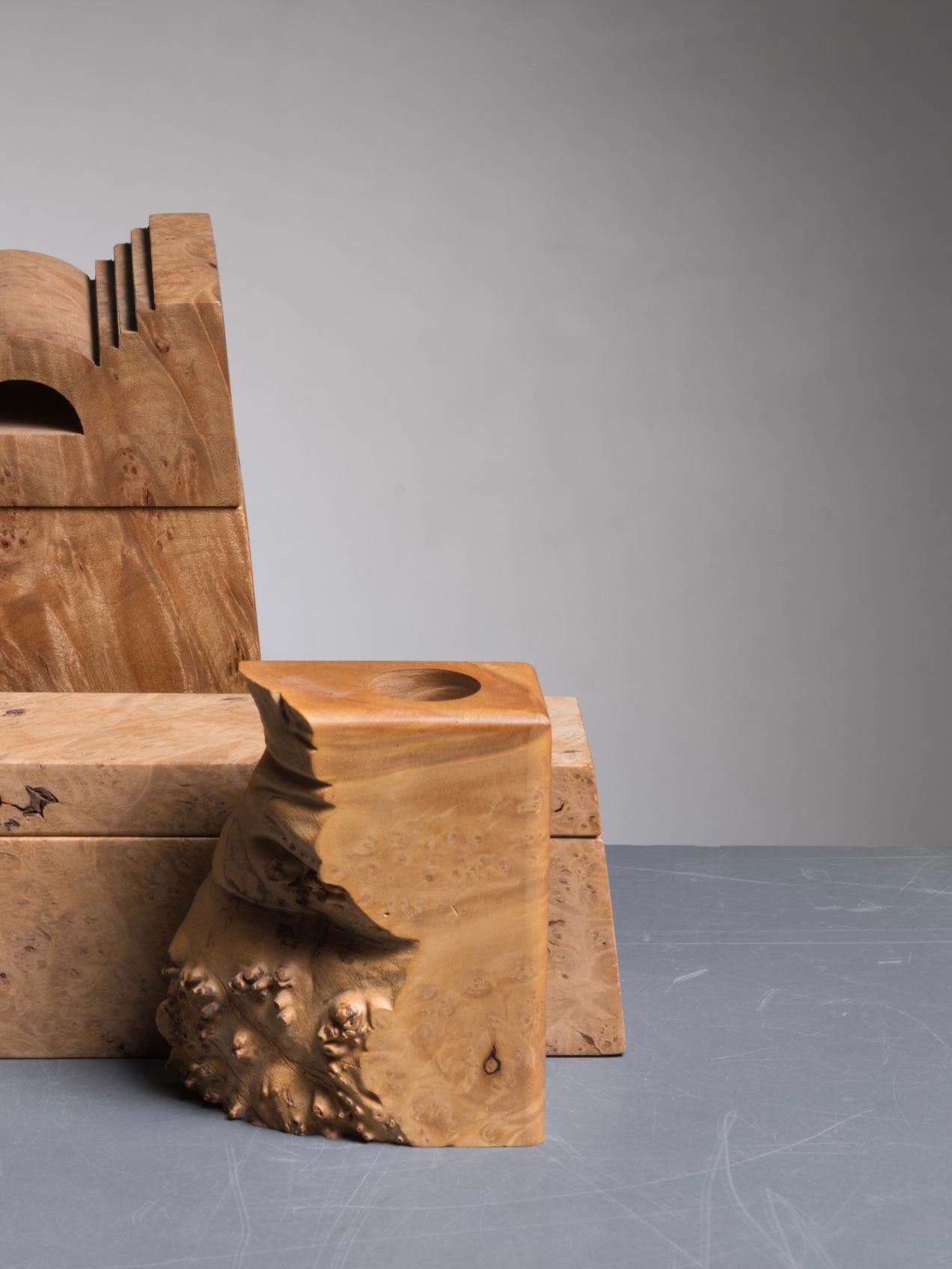 Set of three Michael Elkan sculptural maple burl pieces For Sale at 1stDibs