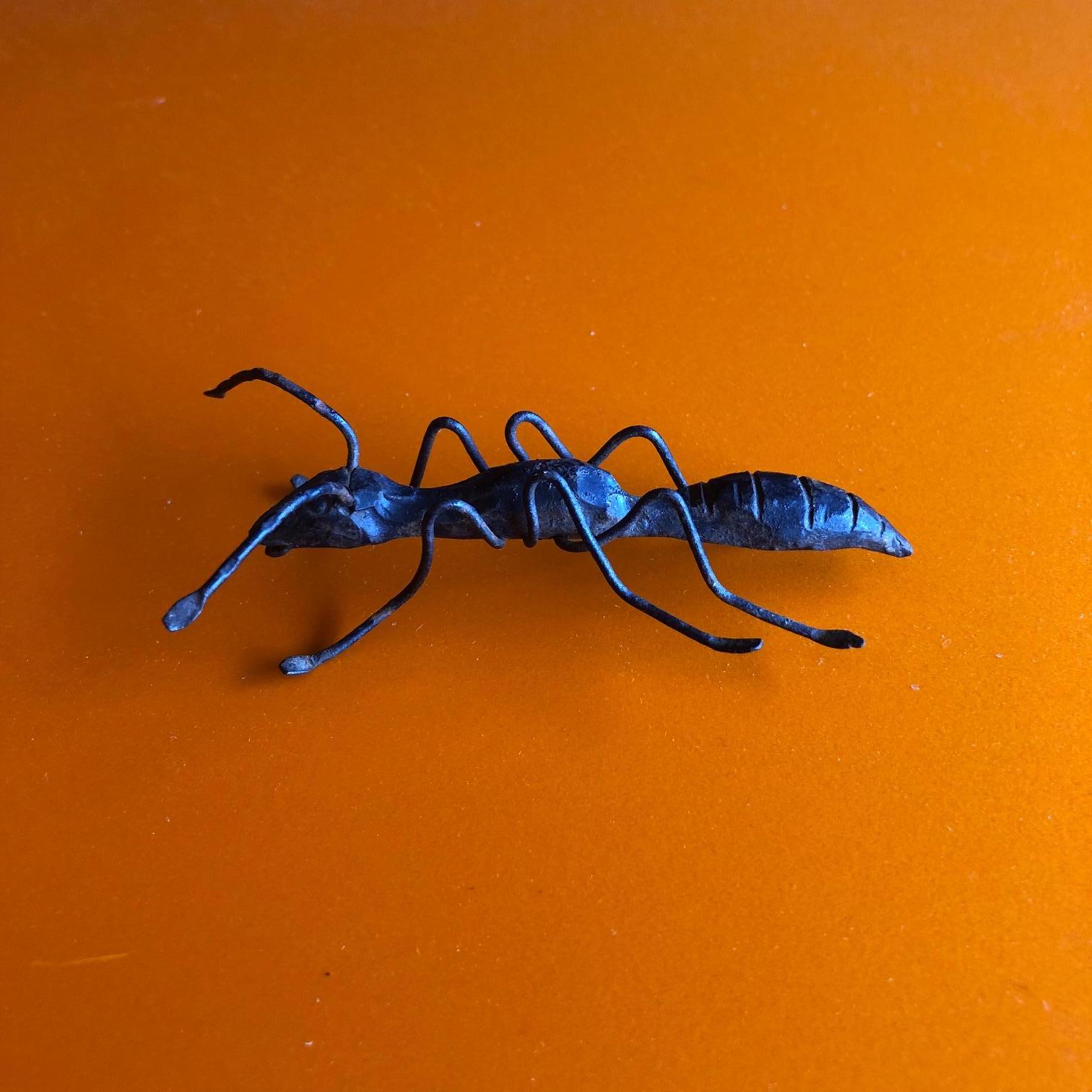 Set of Three Midcentury Handmade Iron Insects at 1stDibs