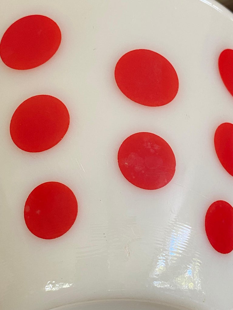 Set of 3 Mid Century Pyrex Glass Bowls, Fire King Brand- Red Dot decor ...