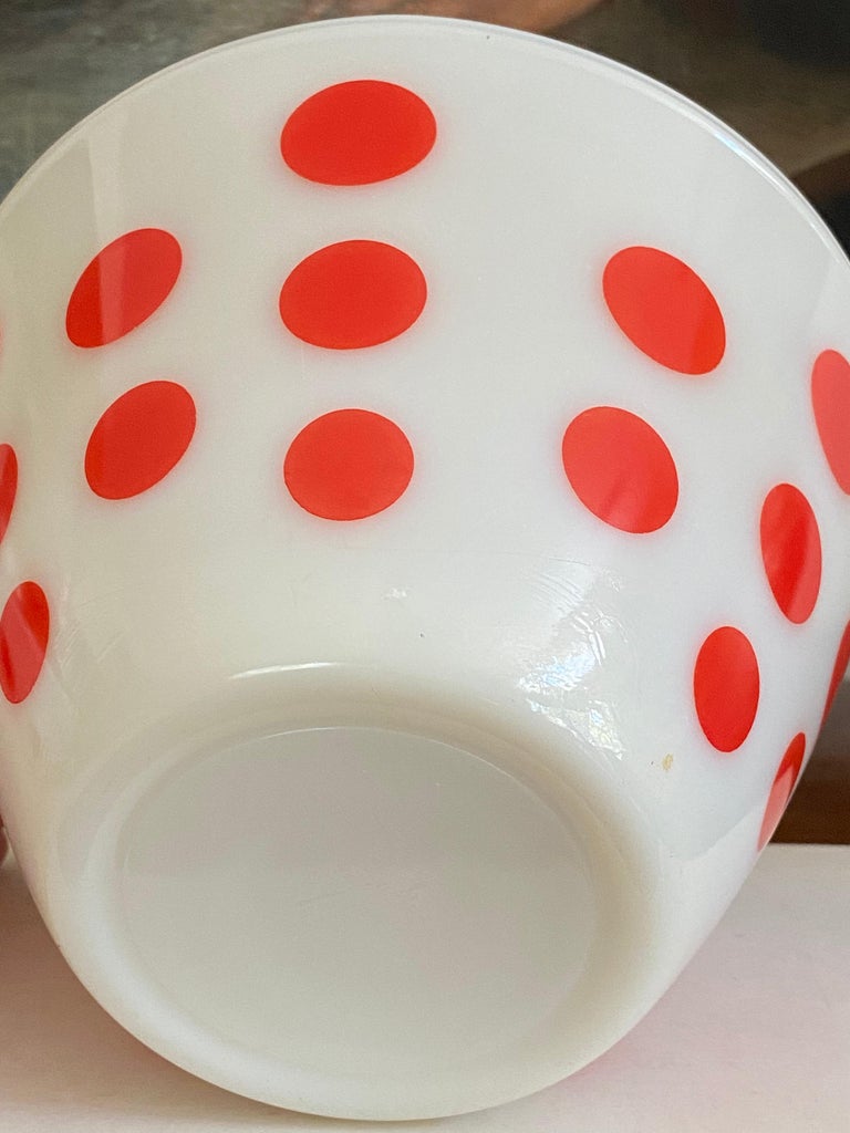 Set of 3 Mid Century Pyrex Glass Bowls, Fire King Brand- Red Dot decor ...