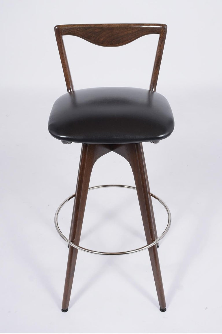 Set of Three Mid-Century Modern Swivel Bar Stools at 1stDibs